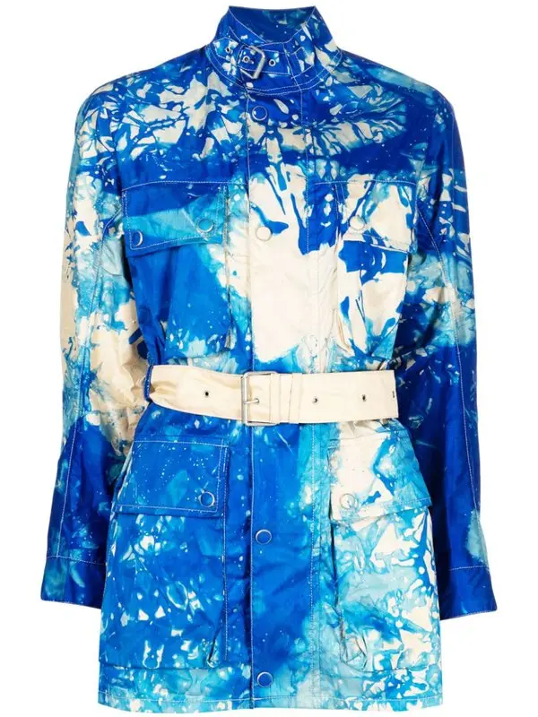 STAIN SHADE Tie-dye Belted Jacket - Blue