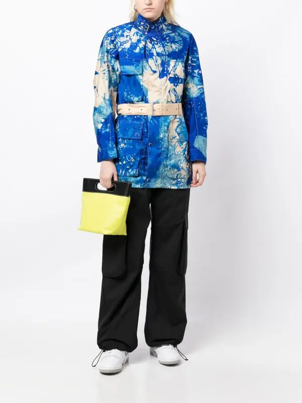 STAIN SHADE Tie-dye Belted Jacket - Blue