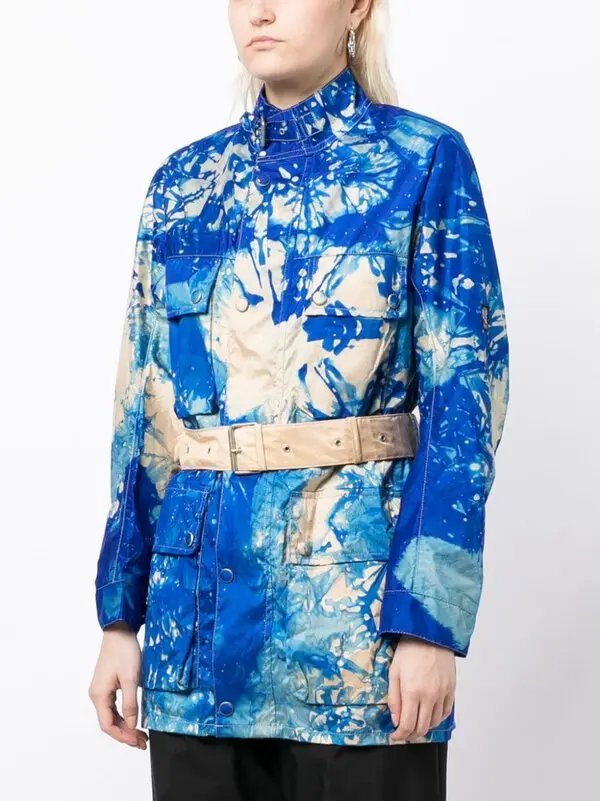 STAIN SHADE Tie-dye Belted Jacket - Blue