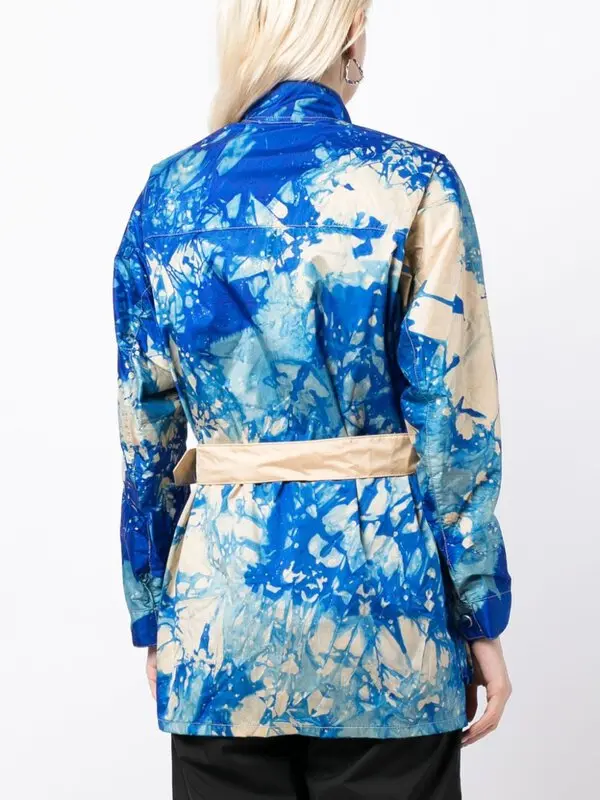 STAIN SHADE Tie-dye Belted Jacket - Blue