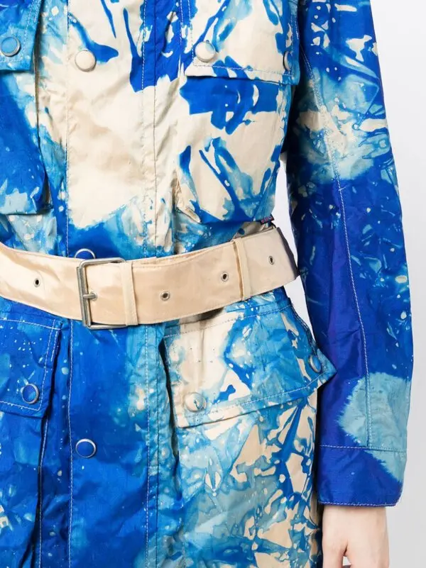 STAIN SHADE Tie-dye Belted Jacket - Blue