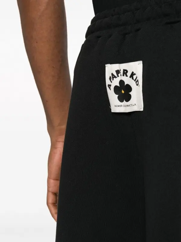 A PAPER KID Logo-patch Cotton Track Pants - Black