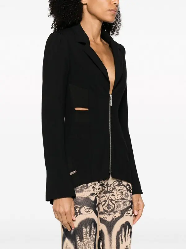 Jean Paul Gaultier Cut-Out Zip-Up Jacket - Black | Editorialist
