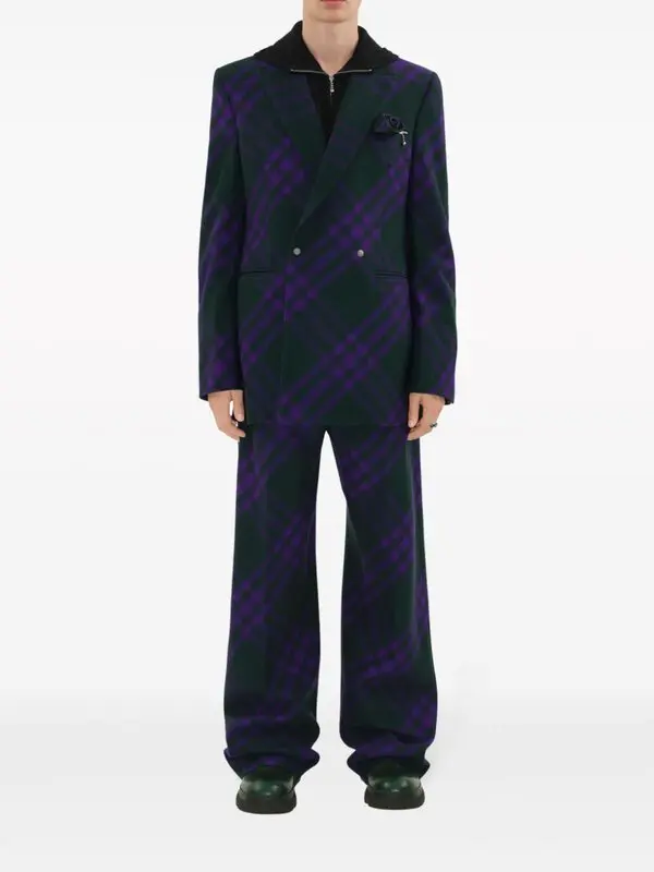 Burberry Check-pattern Wool Trousers