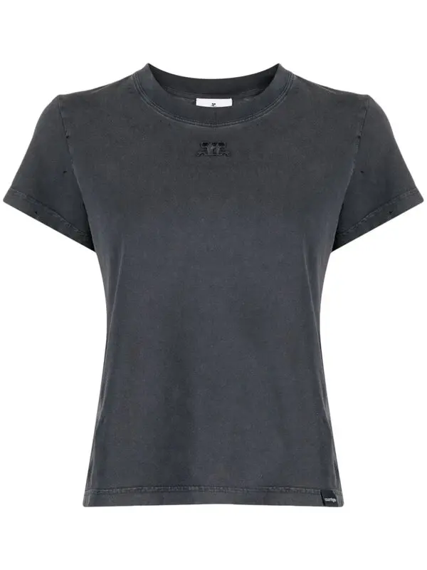 COURREGES Logo-patch T-shirt - Grey