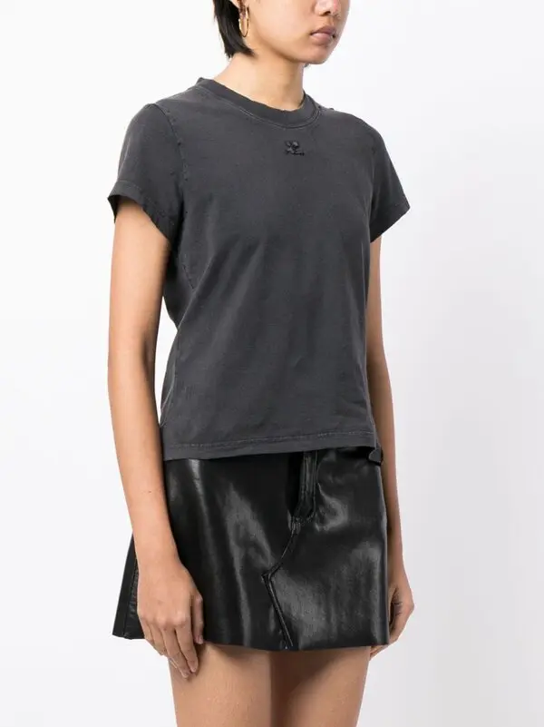 COURREGES Logo-patch T-shirt - Grey