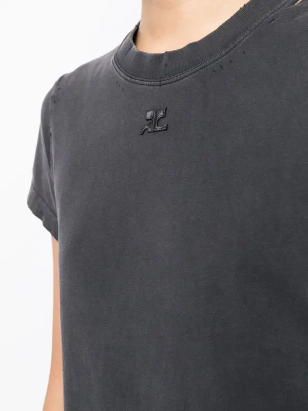 COURREGES Logo-patch T-shirt - Grey