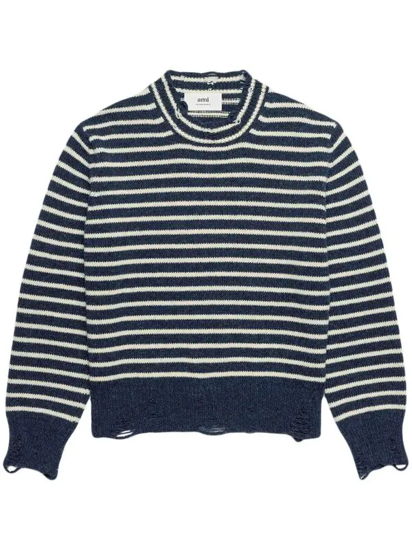 Ami Striped Crew Neck Jumper