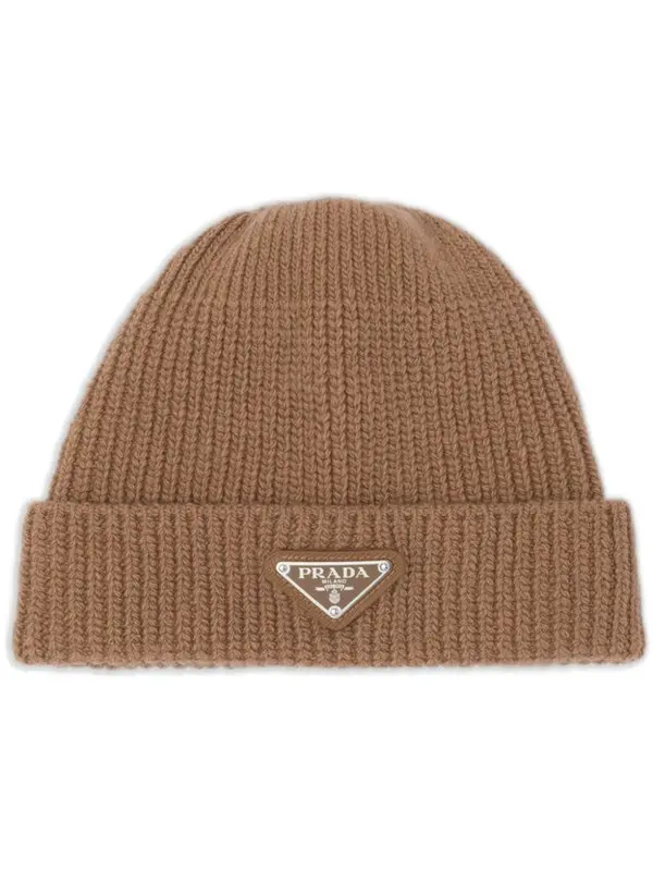 Prada Ribbed-knit Cashmere Beanie - Brown