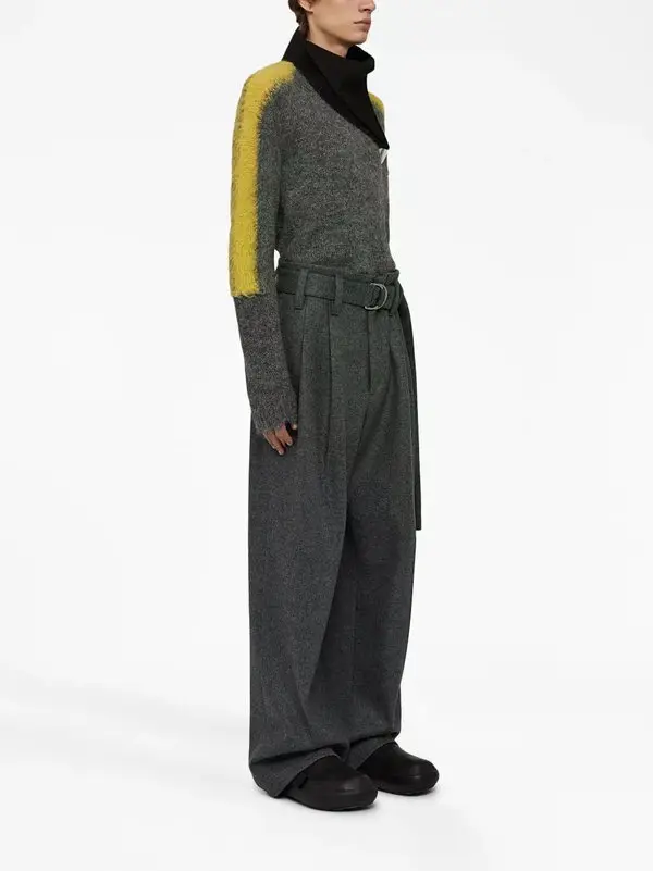 JIL SANDER Colour-block Round-neck Jumper - Grey