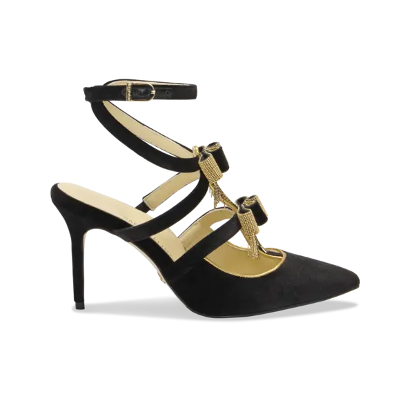 Sarah Flint Perfect Marta 85 Heels - Black Velvet & Gold Chain