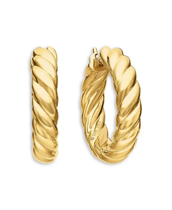 David Yurman Sculpted Cable Hoop Earrings - Gold