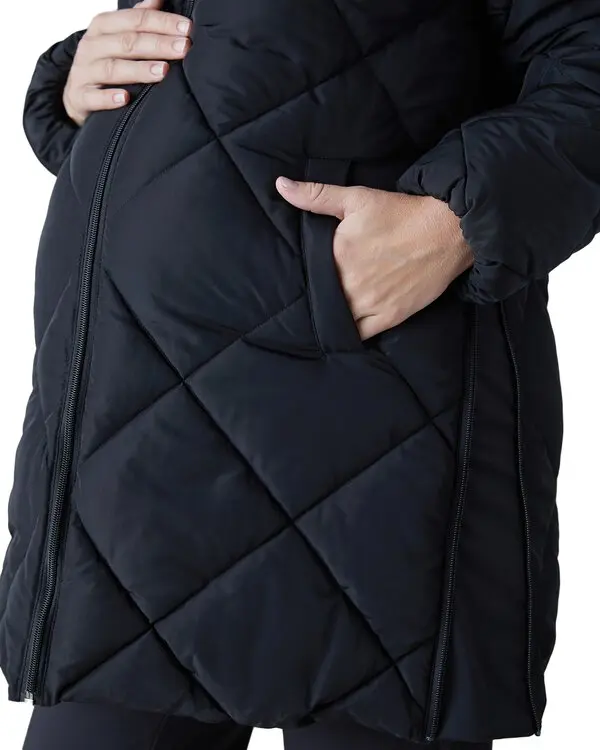 Ingrid & Isabel® Longline Puffer Maternity Jacket - Black Onyx