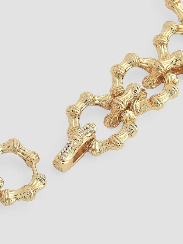 ANABEL ARAM Bamboo 18k -plated & Cubic Zirconia Chain Necklace