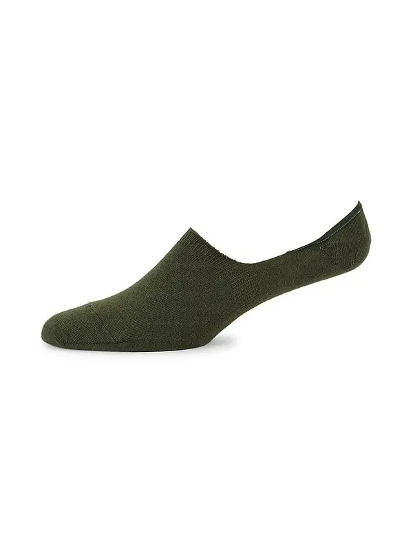 SAKS FIFTH AVENUE Collection Ped No-show Socks - Olive