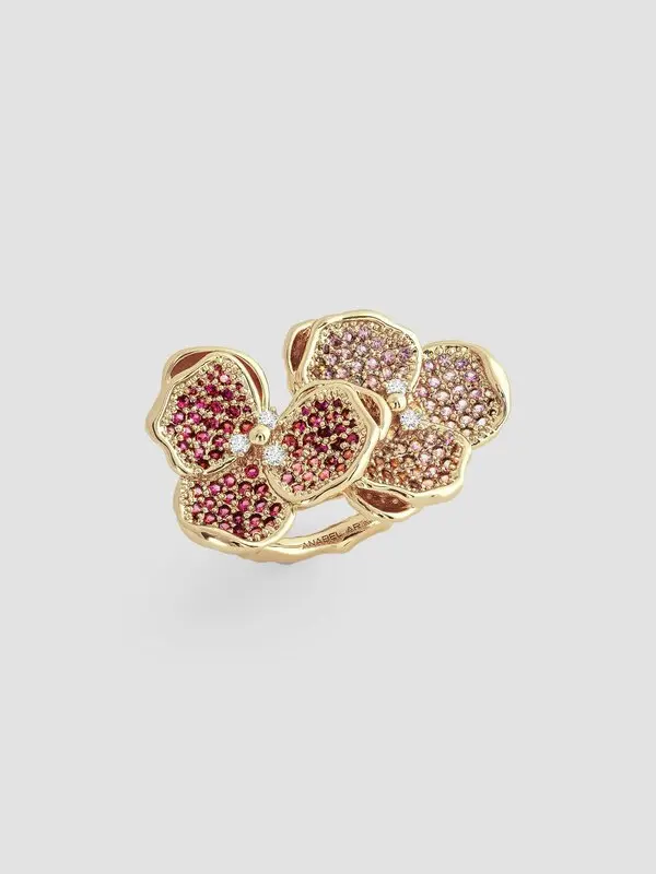 ANABEL ARAM Double Orchid 18k Gold-plated & Cubic Zirconia Ring