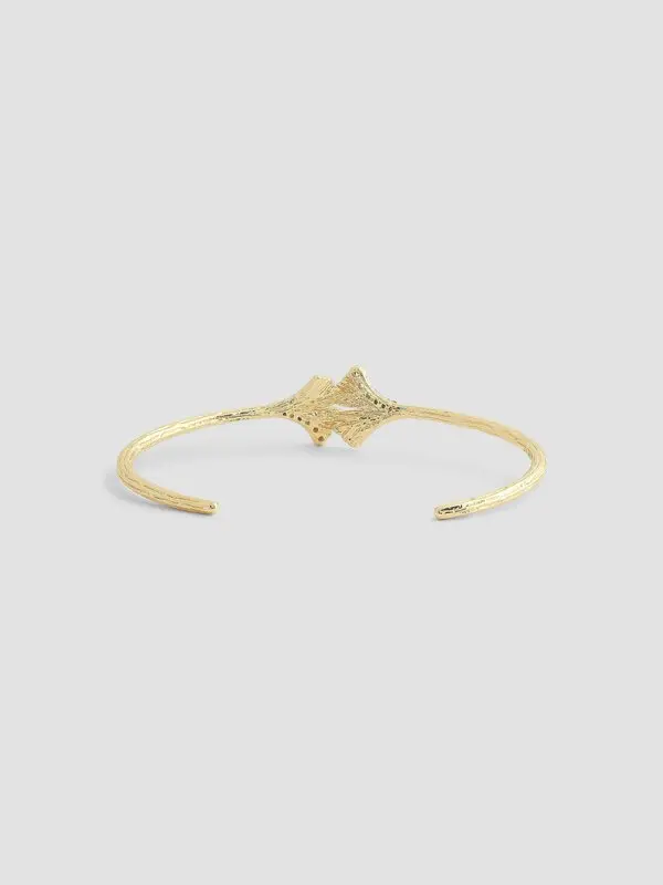 ANABEL ARAM Ginkgo Leaves 18k--plated & Cubic Zirconia Bracelet Cuff