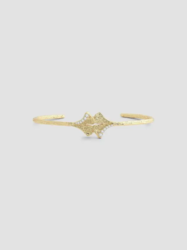 ANABEL ARAM Ginkgo Leaves 18k--plated & Cubic Zirconia Bracelet Cuff