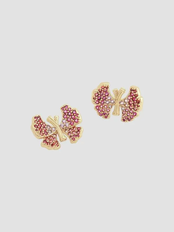 ANABEL ARAM Butterfly 18k Gold-plated & Cubic Zirconia Stud Earrings