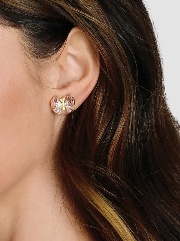 ANABEL ARAM Butterfly 18k Gold-plated & Cubic Zirconia Stud Earrings