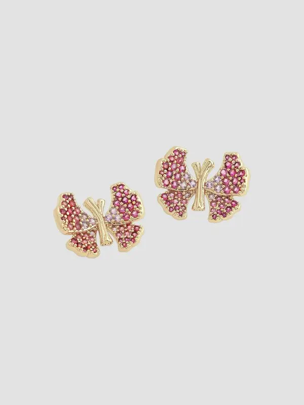 ANABEL ARAM Butterfly 18k Gold-plated & Cubic Zirconia Stud Earrings
