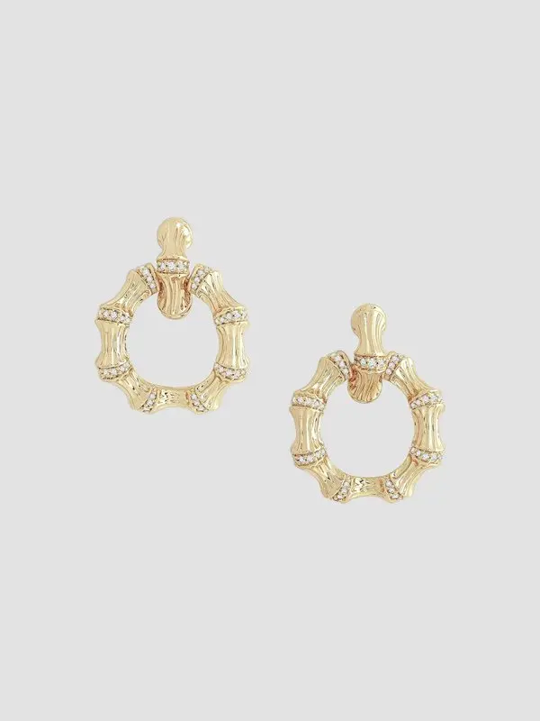 ANABEL ARAM 18k -plated & Cubic Zirconia Double Doorknocker Earrings