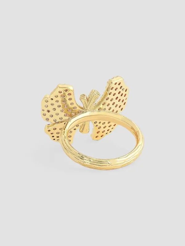 ANABEL ARAM Butterfly 18k Gold-plated & Cubic Zirconia Ring