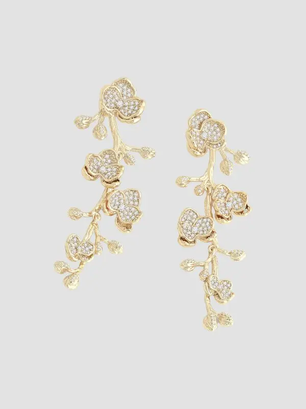 ANABEL ARAM Orchid 18k -plated & Cubic Zirconia Drop Earrings