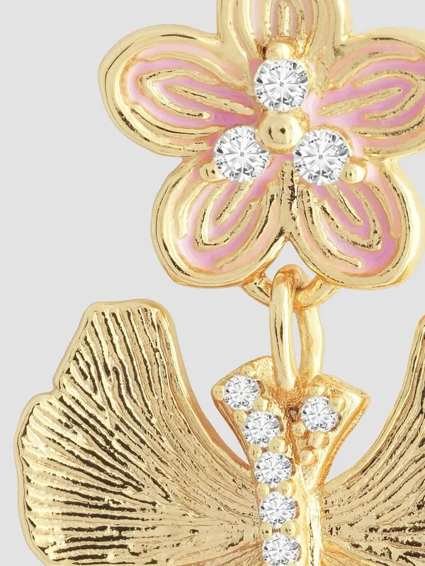 ANABEL ARAM Butterfly 18k -plated, Cubic Zirconia & Enamel Drop Earrings