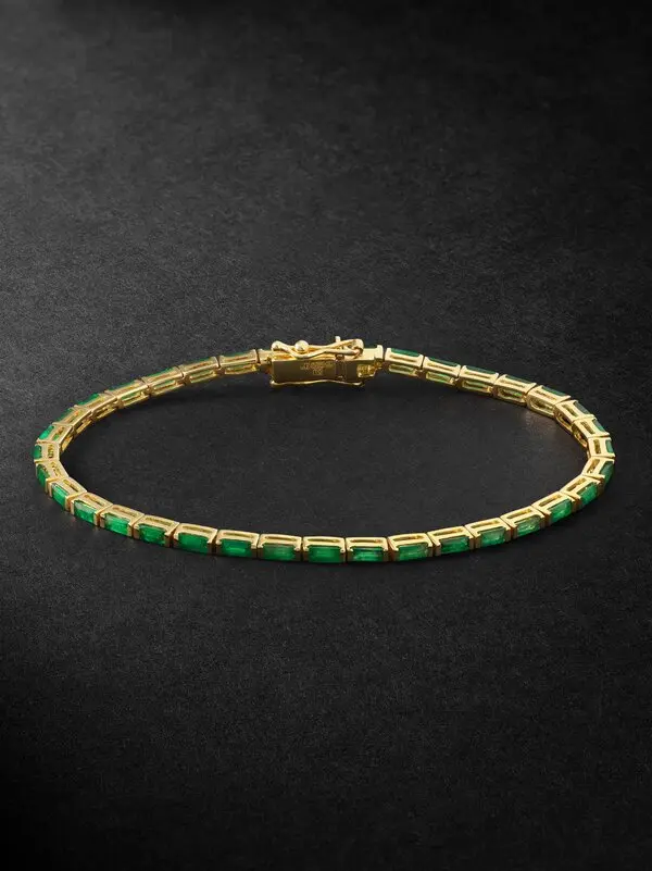 KOLOURS JEWELRY 14-karat Gold Emerald Tennis Bracelet - Green