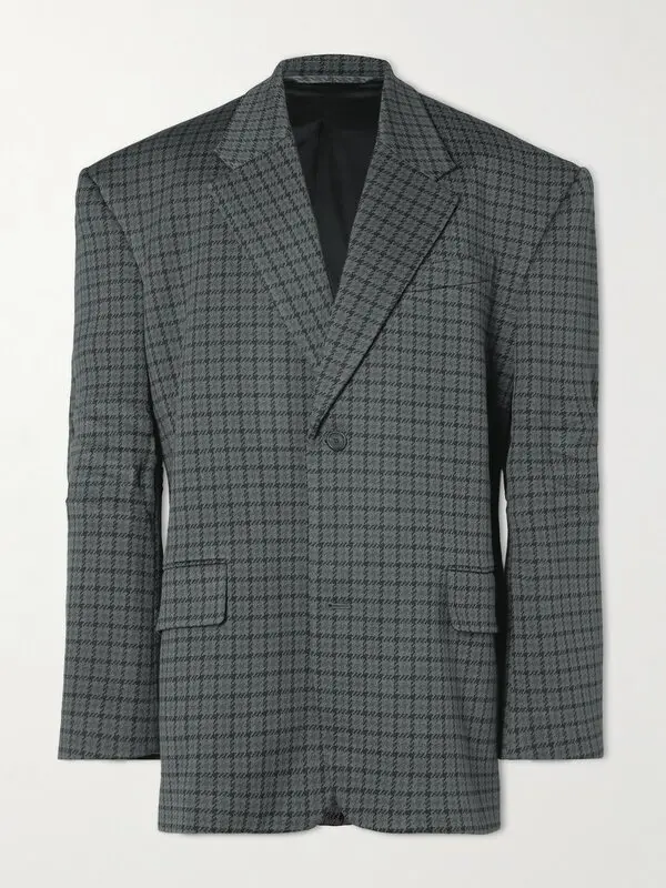 Balenciaga Oversized Houndstooth Knitted Blazer
