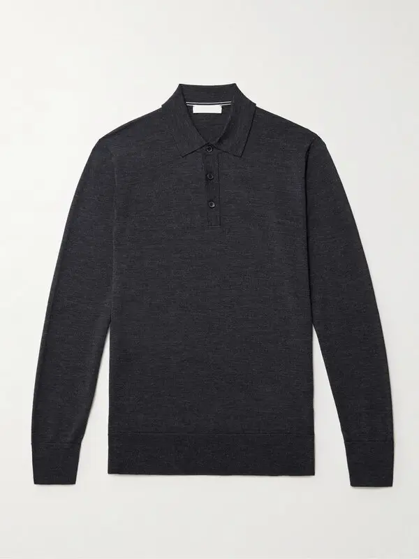 Mr P. Merino Wool Polo Shirt - Gray