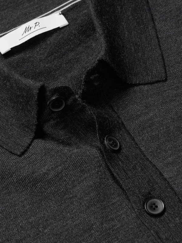 Mr P. Merino Wool Polo Shirt - Gray