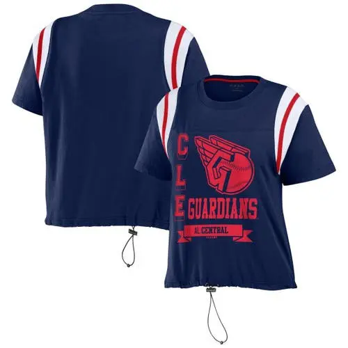 WEAR BY ERIN ANDREWS Cleveland Guardians Cinched Colorblock T-shirt - Navy