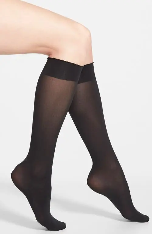 Wolford Velvet De Luxe Knee High Socks - Black