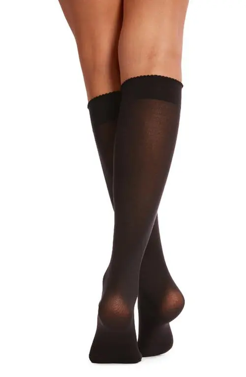 Wolford Velvet De Luxe Knee High Socks - Nearly Black