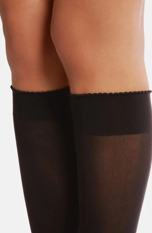 Wolford Velvet De Luxe Knee High Socks - Nearly Black