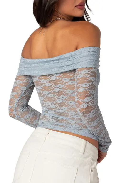 EDIKTED Elysia Lace Off The Shoulder Crop Top