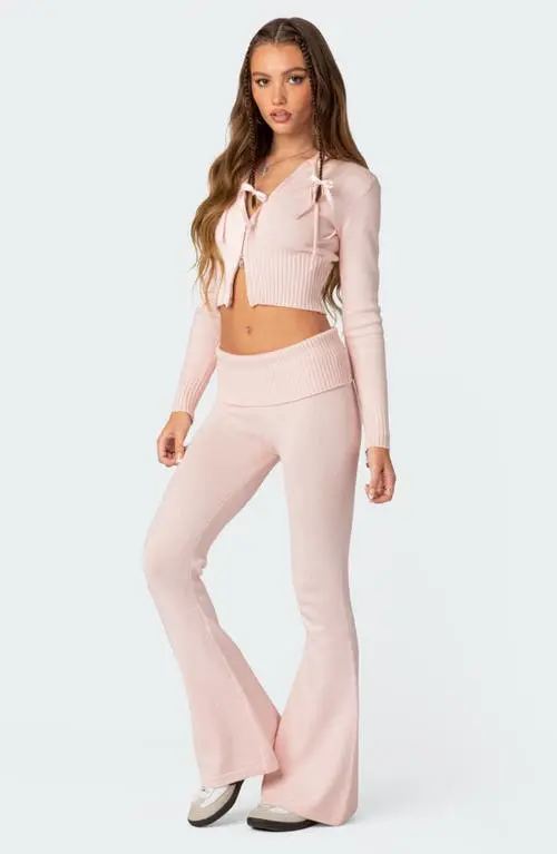 EDIKTED Desiree Cropped Ribbed Cardigan With Drawstring Hood