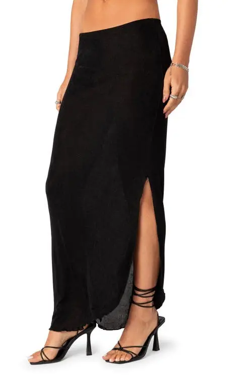 EDIKTED Milan Slit Maxi Skirt - Black