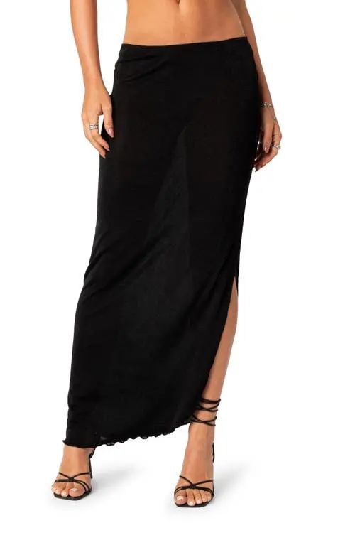 EDIKTED Milan Slit Maxi Skirt - Black
