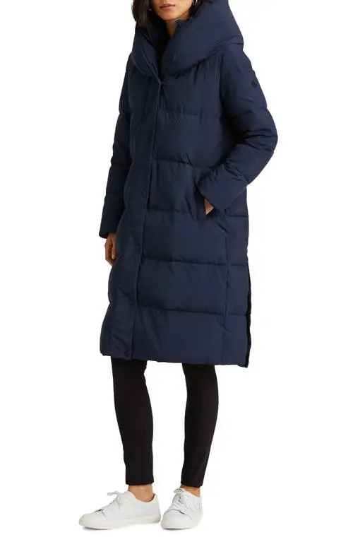 Ralph Lauren Pillow Hood Longline Puffer Jacket - Navy