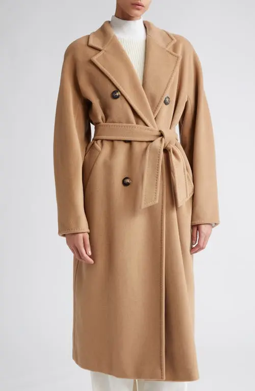 Max Mara Madame Double Breasted Wool & Cashmere Belted Coat - Camel
