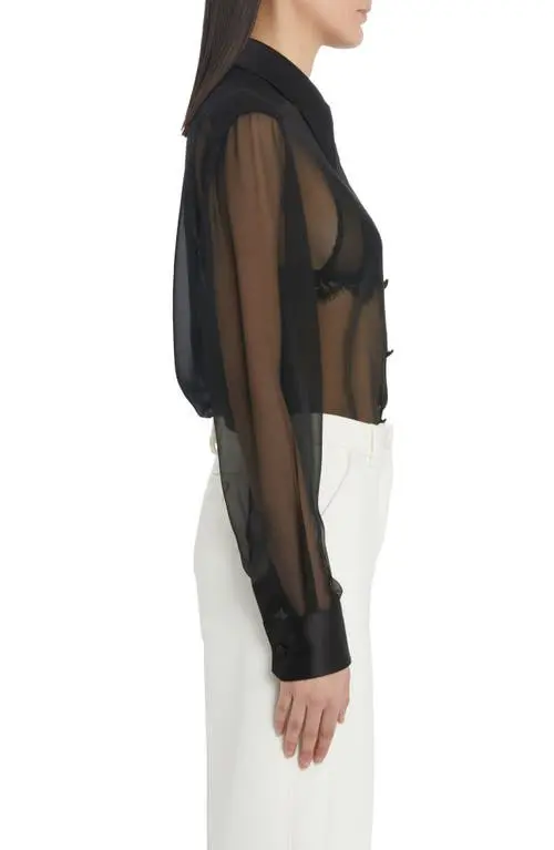 Dolce & Gabbana Sheer Stretch Silk Chiffon Blouse