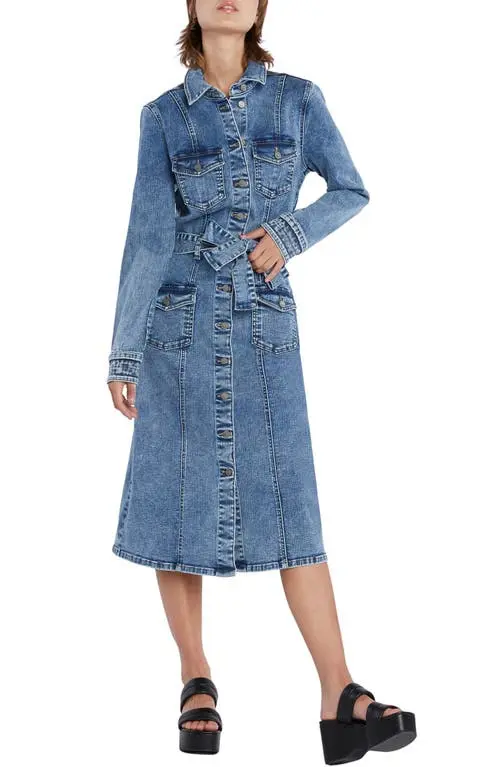 grey lab denim button up maxi dress Women’s Amelie Denim Maxi Dress – Wash Lab Retro Blue / M main image 1