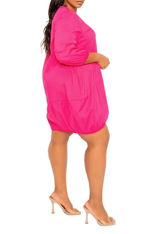 BUXOM COUTURE Bubble Hem Poplin Dress - Pink