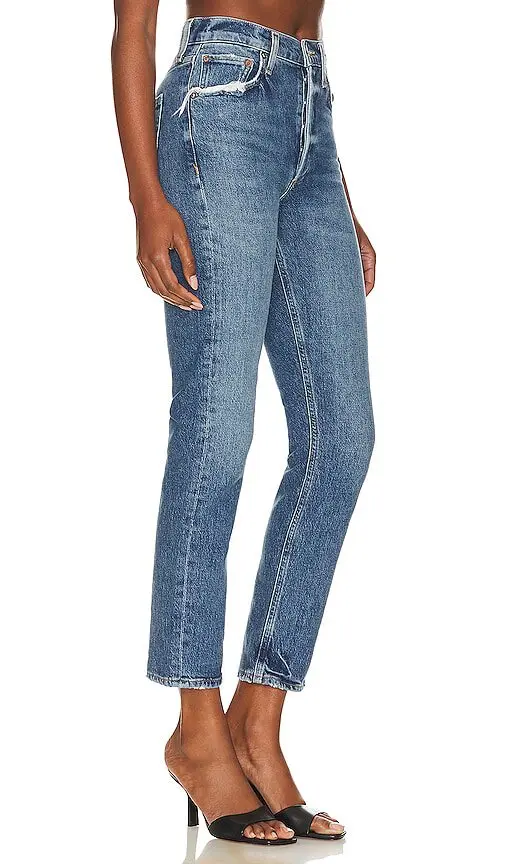 AGOLDE Riley Long High Rise Straight Jeans - Moor