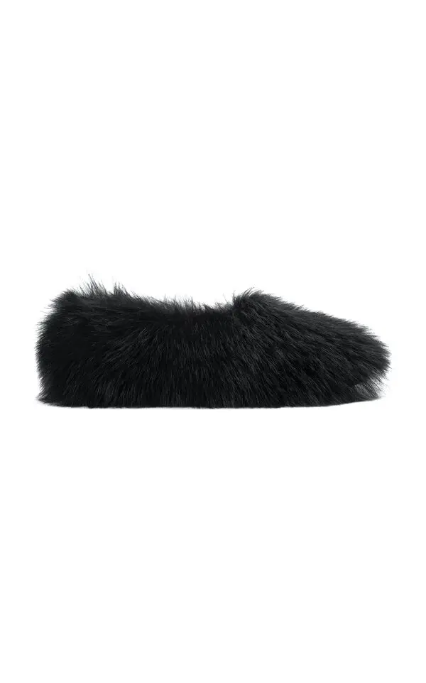 HVOYA Fur Ballet Flats - Black