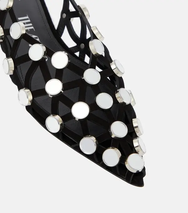 Attico Embellished Suede Ballet Flats - Black