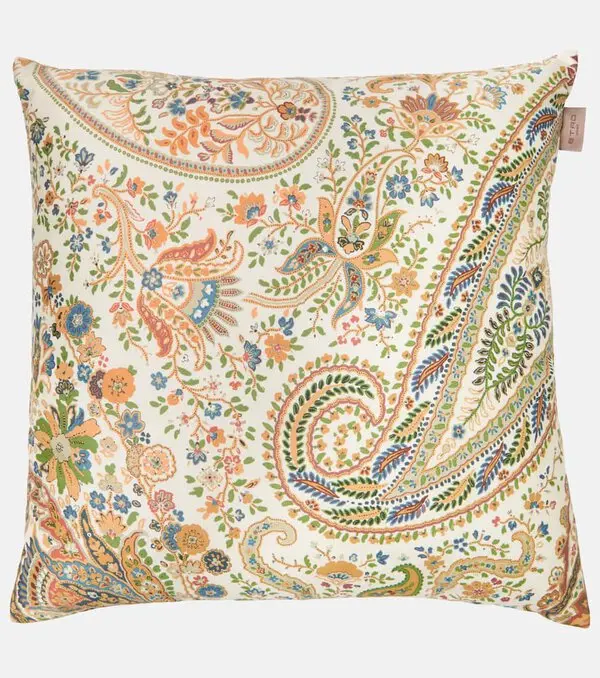 Etro Embroidered Cotton Cushion - Beige